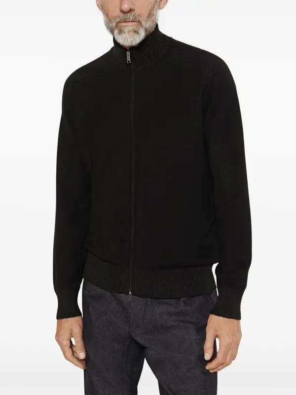 Zegna Cashseta Zip-up Cardigan - Black