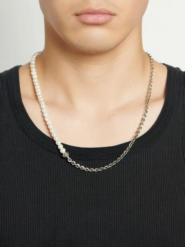 Emanuele Bicocchi Half Pearl Chain Necklace