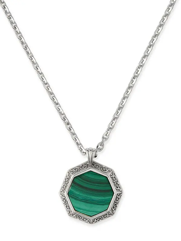 Emanuele Bicocchi Malachite Pendant Necklace - Silver