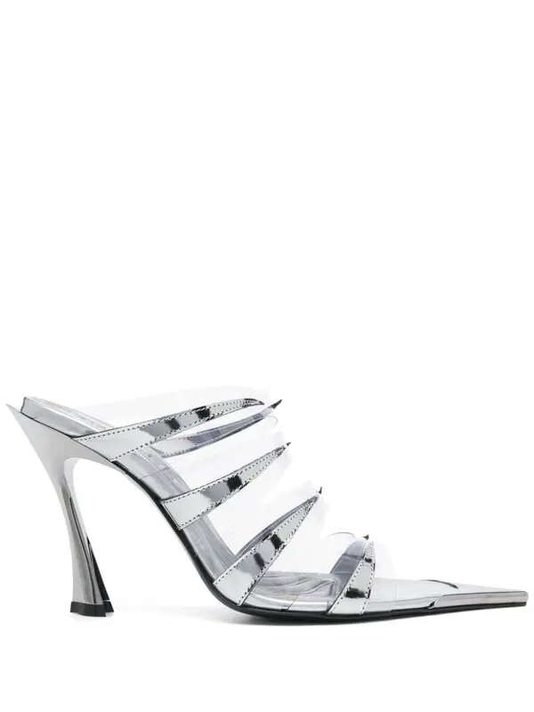 MUGLER 90mm Chrome Leather Fang Sandals