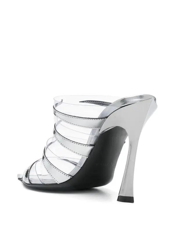 MUGLER 90mm Chrome Leather Fang Sandals