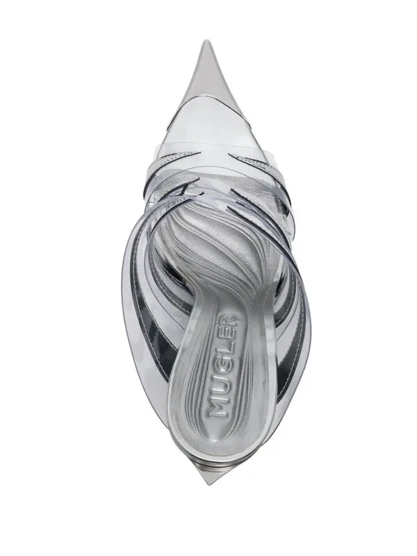 MUGLER 90mm Chrome Leather Fang Sandals
