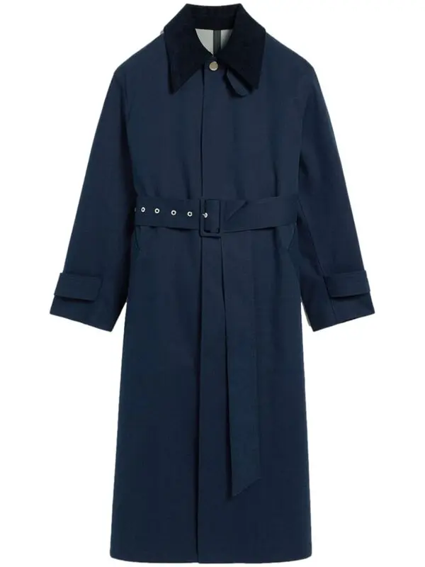 AMI Paris Belted Cotton Trench Coat - Blue