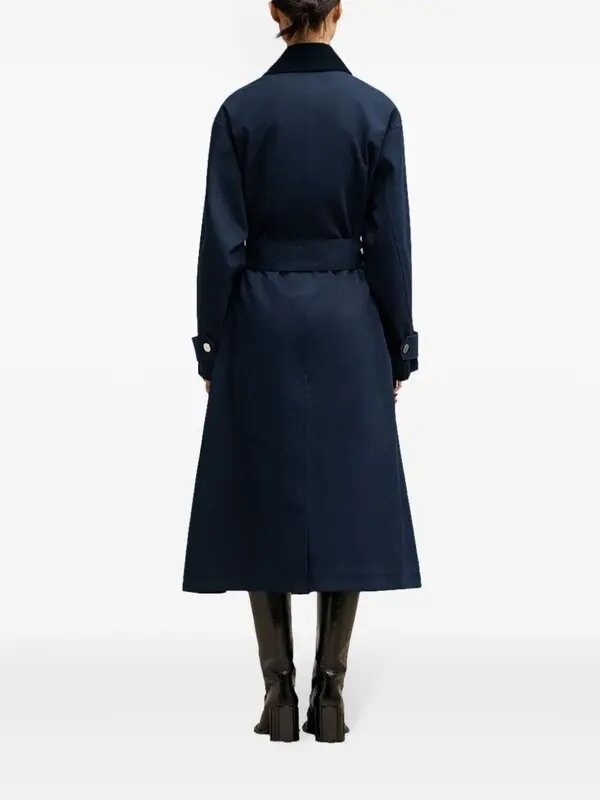 AMI Paris Belted Cotton Trench Coat - Blue
