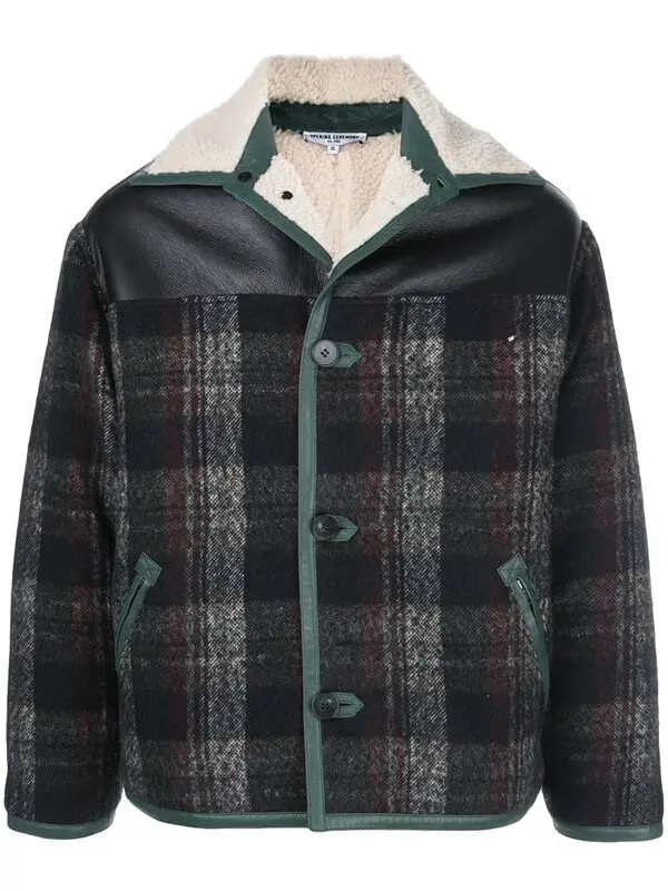 Opening Ceremony Tartan-check Shearling-collar Jacket