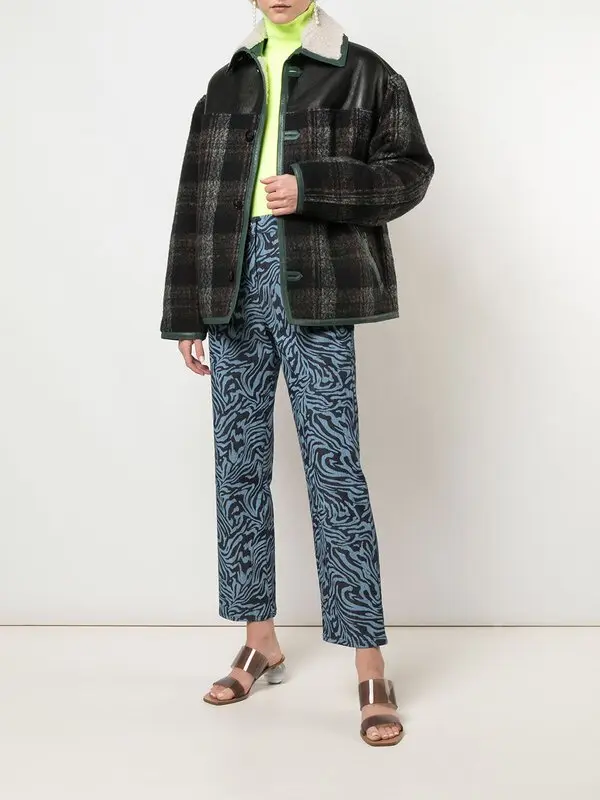 Opening Ceremony Tartan-check Shearling-collar Jacket