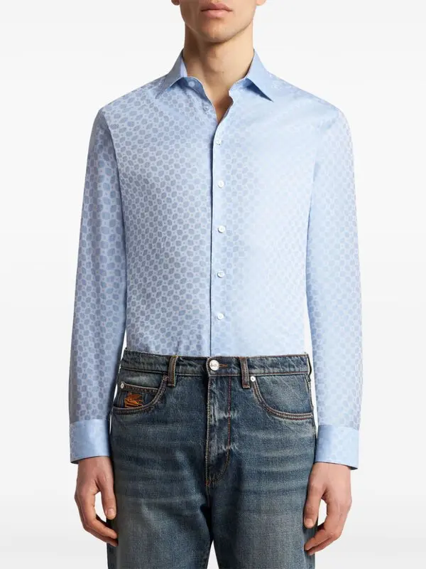 Etro Jacquard Cotton Shirt - Blue