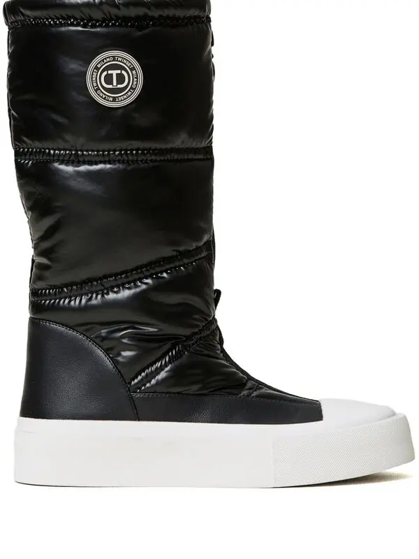 TWINSET Logo-appliqué Padded Knee High Boots