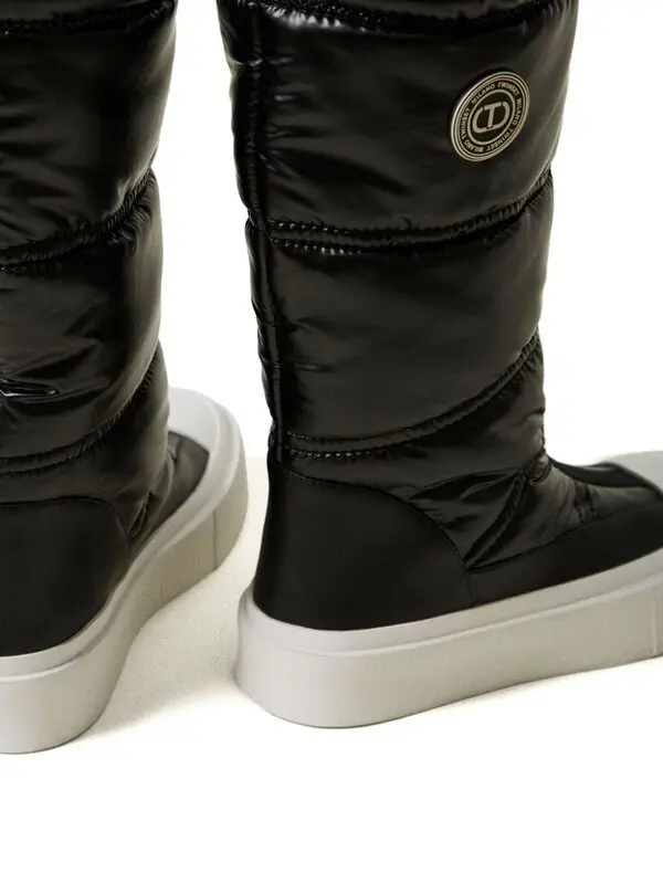 TWINSET Logo-appliqué Padded Knee High Boots