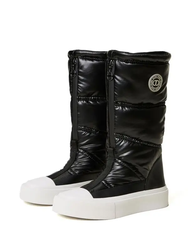 TWINSET Logo-appliqué Padded Knee High Boots