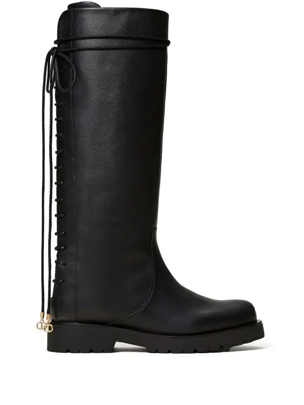 TWINSET Lace-up Leather Knee-high Boots