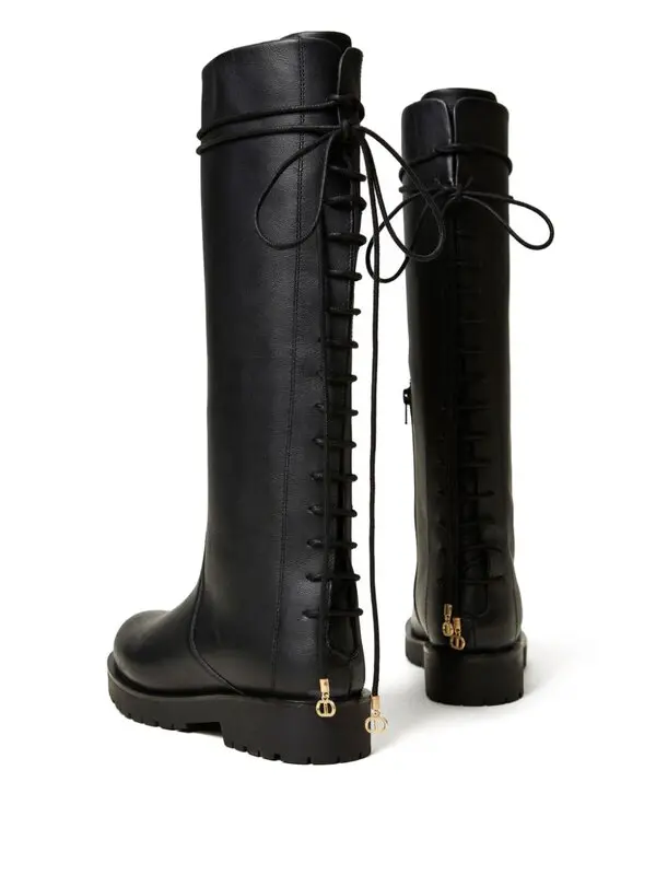 TWINSET Lace-up Leather Knee-high Boots