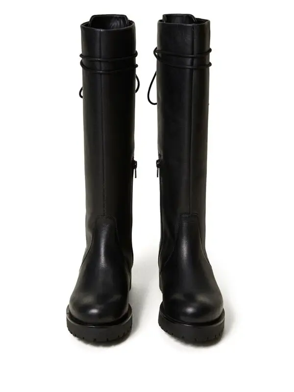 TWINSET Lace-up Leather Knee-high Boots