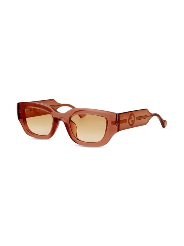 Gucci Gg Rectangle-frame Sunglasses - Brown