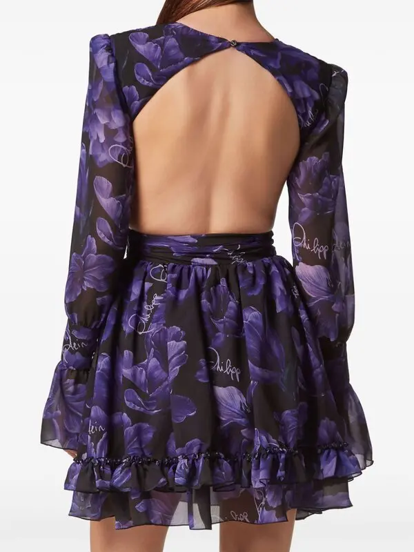 Philipp Plein Floral-print Chiffon Mini Dress
