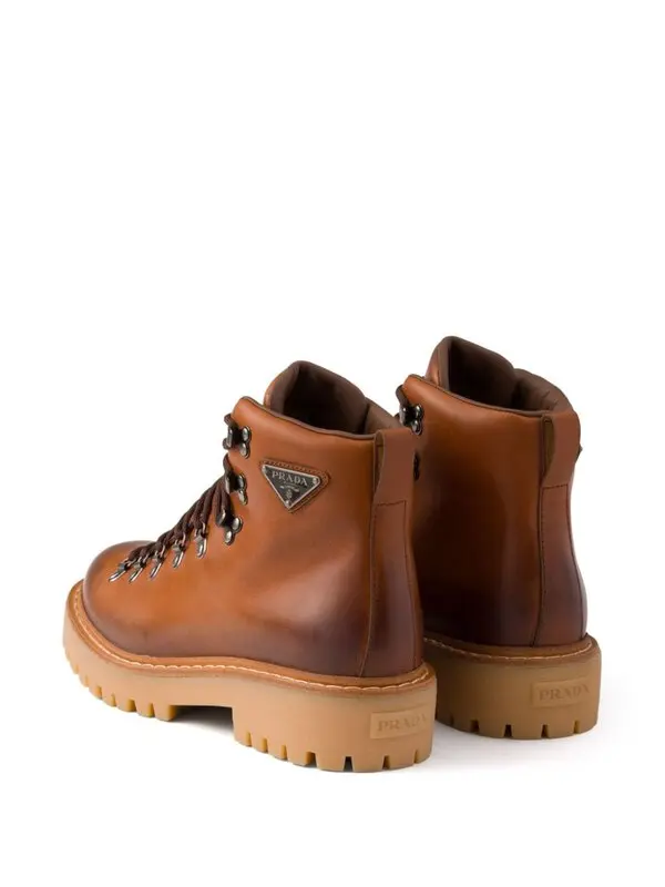 Prada Laced Leather Ankle Boots