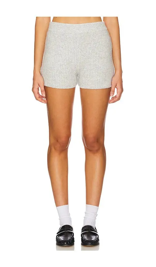 AEXAE Cashmere Blend Cable Knit Shorts - Light Grey