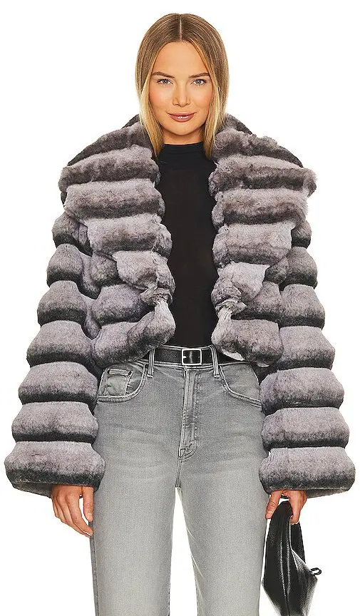 Adrienne Landau Faux Fur Chinchilla Jacket - Grey