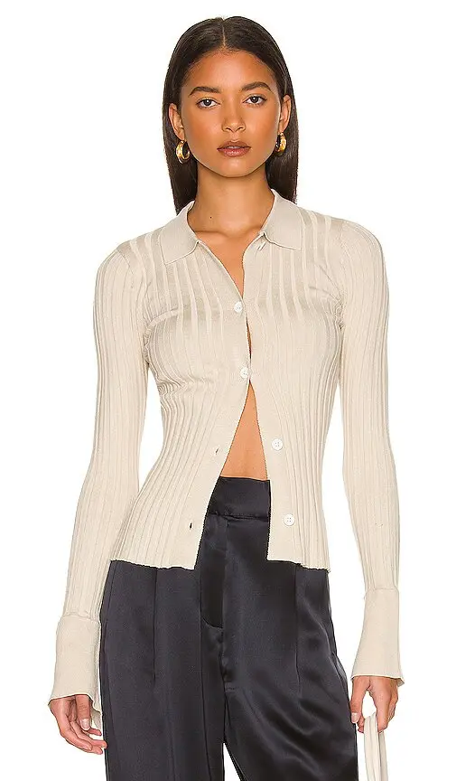 MORE TO COME Brandy Button Front Sweater - Beige