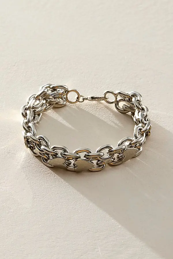 Free People Lana Lock Heart Bracelet - Silver