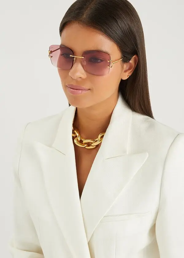 Cartier Signature C De Rimless Square-frame Sunglasses - Gold