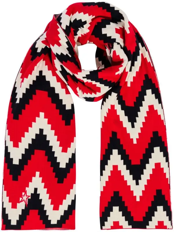 Perfect Moment Chevron-print Merino Scarf - Red