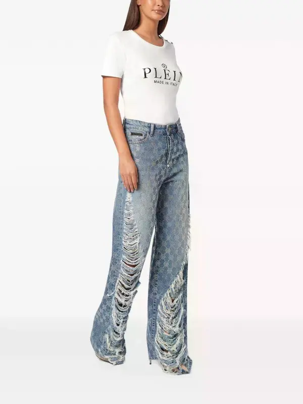Philipp Plein Monogram Strass Jeans - Blue