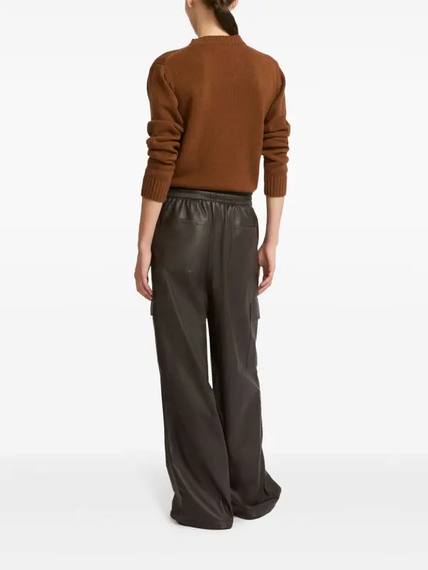 YVES SALOMON Nubuck Leather Trousers - Brown