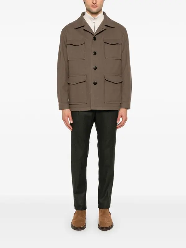 Tagliatore Fleece Shirt Jacket - Brown