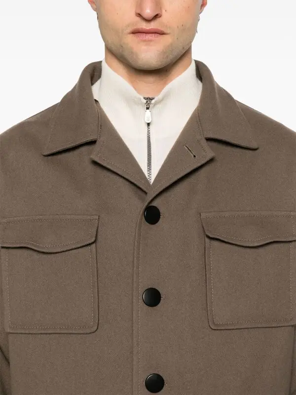Tagliatore Fleece Shirt Jacket - Brown