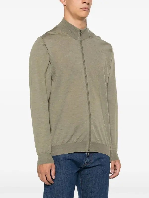 Fedeli Virgin Wool Cardigan - Green