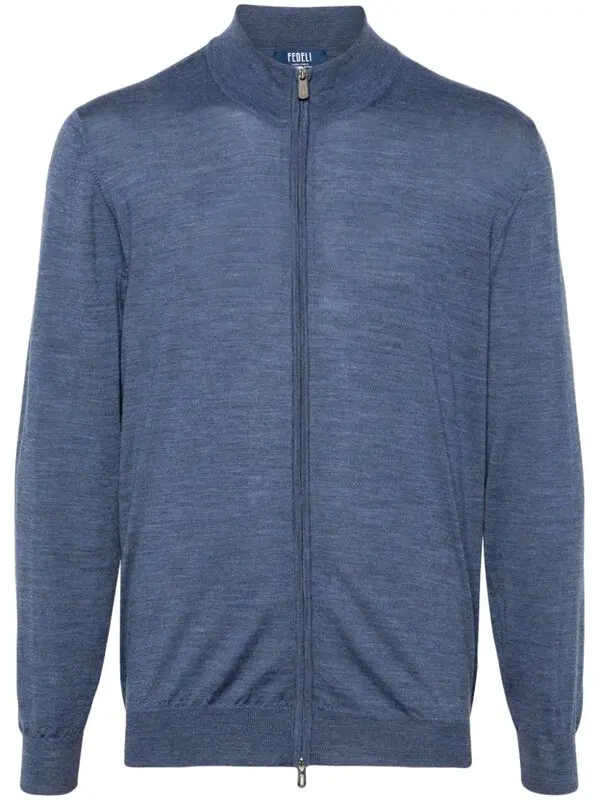Fedeli Virgin Wool Cardigan - Blue