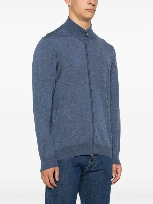 Fedeli Virgin Wool Cardigan - Blue