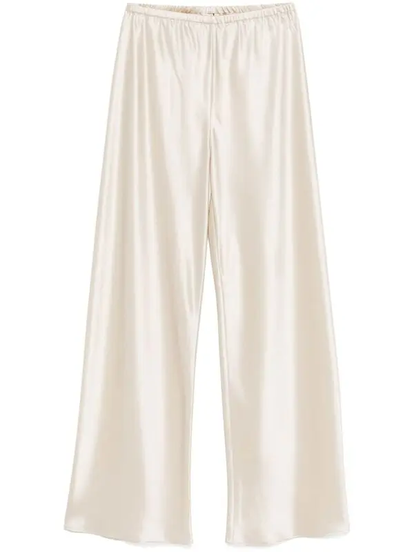 Almada Label Bias-cut Satin Trousers - White