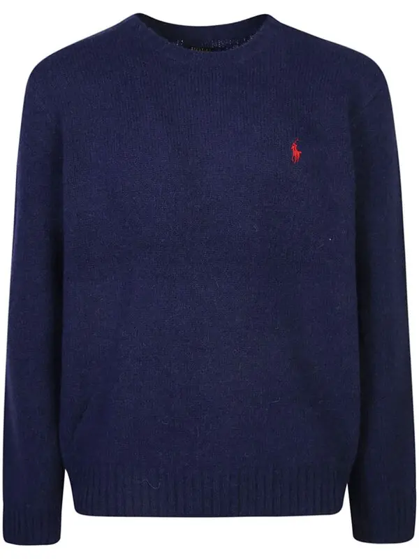 Polo Ralph Lauren Crew Neck Sweater With Embroidered Logo - Blue