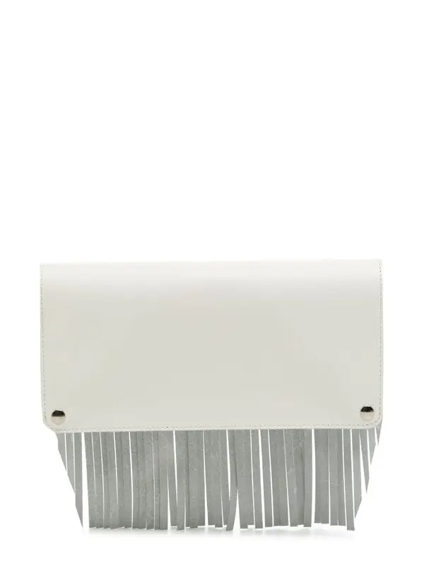Comme Des Garçons Stud-embellished Fringed Leather Wallet - White