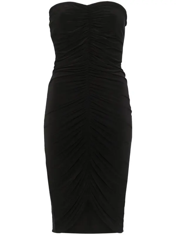 Norma Kamali Strapless Shirred Knee-length Dress