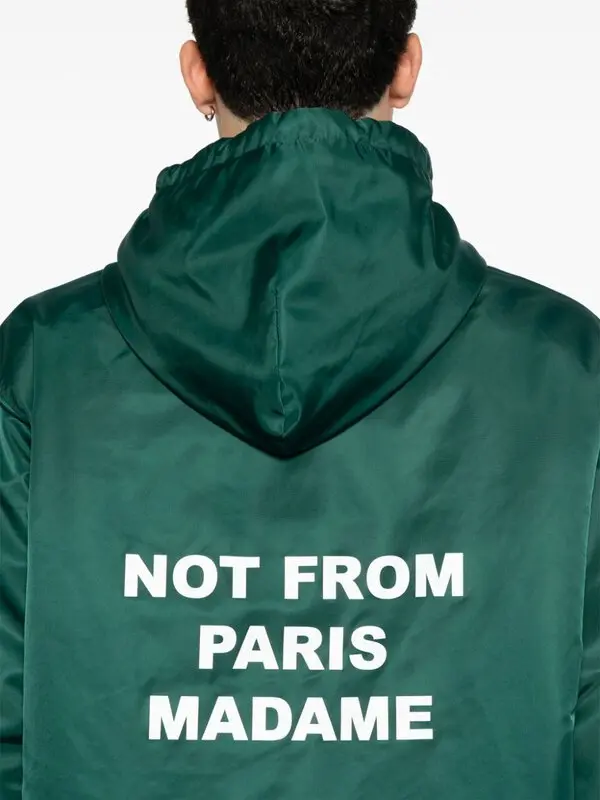 Drole De Monsieur Slogan Print Parka - Green