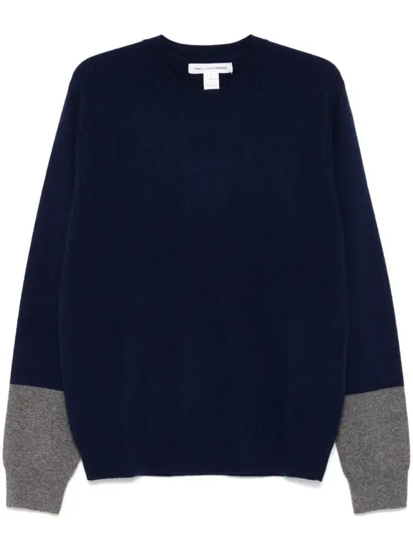 Comme Des Garçons Colour-block Lambswool Sweater - Blue
