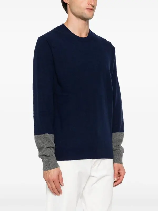 Comme Des Garçons Colour-block Lambswool Sweater - Blue