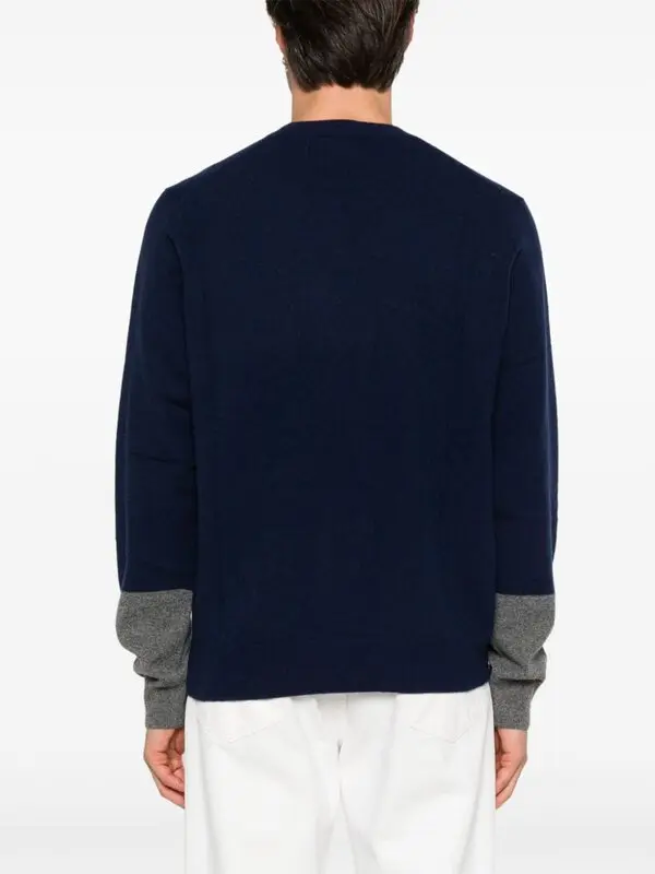 Comme Des Garçons Colour-block Lambswool Sweater - Blue