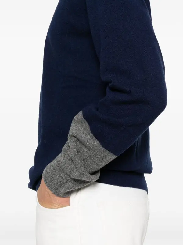 Comme Des Garçons Colour-block Lambswool Sweater - Blue