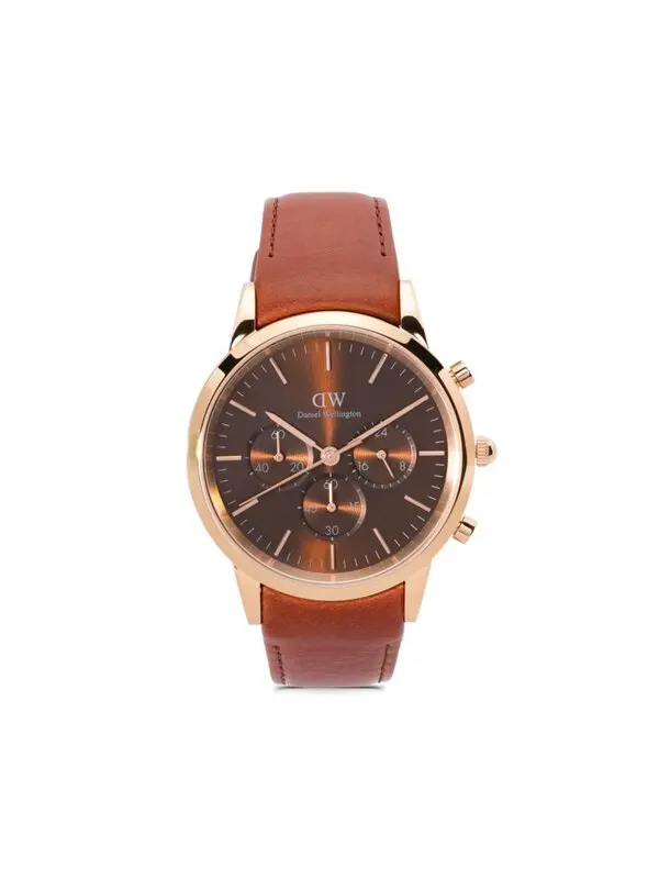 DANIEL WELLINGTON Iconic Chronograph Strap Watch - Brown