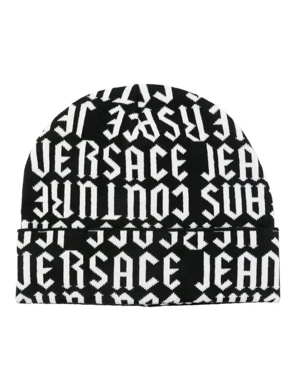 Versace Logo-jacquard Beanie Hat - Black
