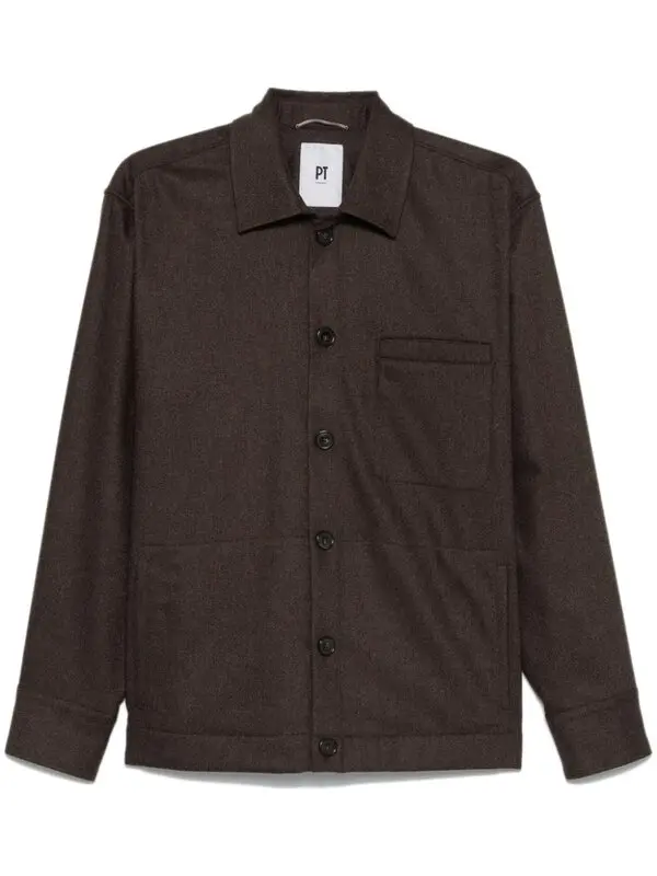 PT TORINO Spread-collar Shirt Jacket - Brown