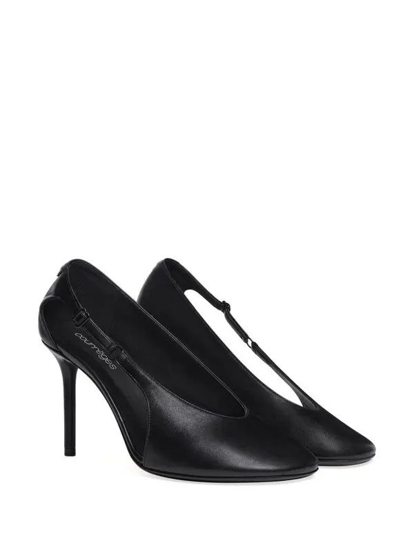 COURREGES 100mm Oblique Leather Pumps - Black