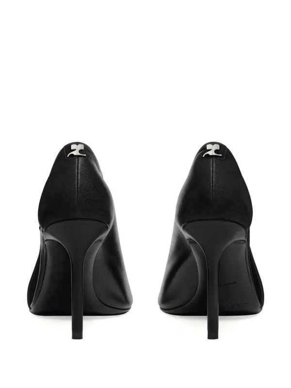 COURREGES 100mm Oblique Leather Pumps - Black