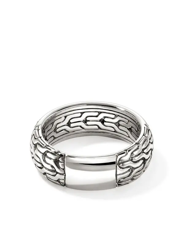 John Hardy 14kt White Gold And Diamond Band Ring - Silver