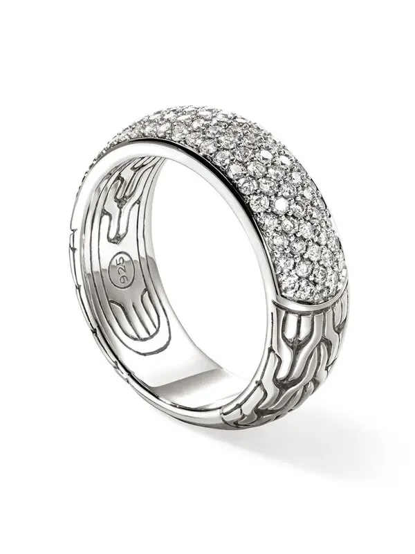 John Hardy 14kt White Gold And Diamond Band Ring