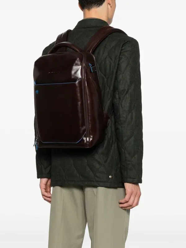 PIQUADRO Leather Laptop Backpack - Brown